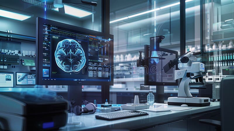 A Sterile and Modern Medical Laboratory Featuring a High-tech Scanner ...