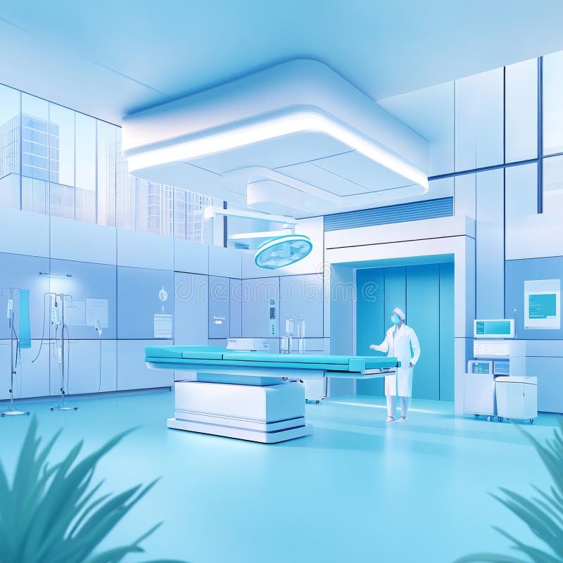 A Sterile Operating Room with a Doctor in a White Coat Standing at the ...