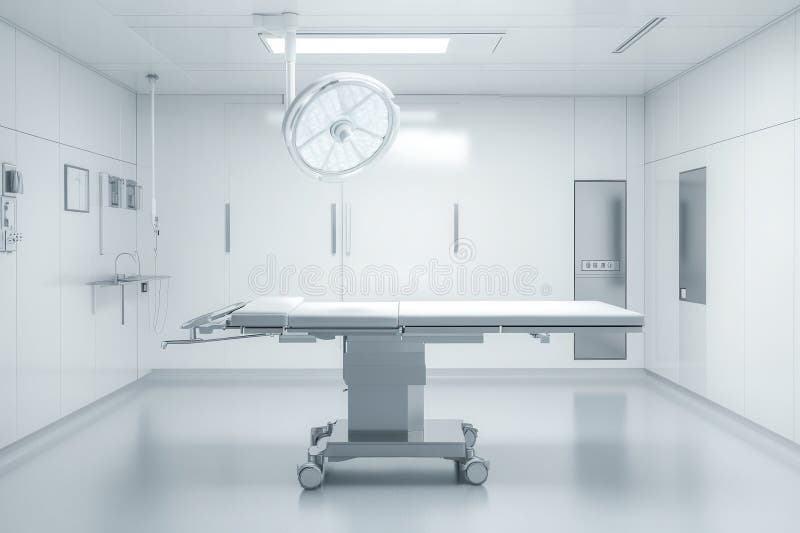 A Sterile Operating Room with a Surgical Table in the Center Stock ...