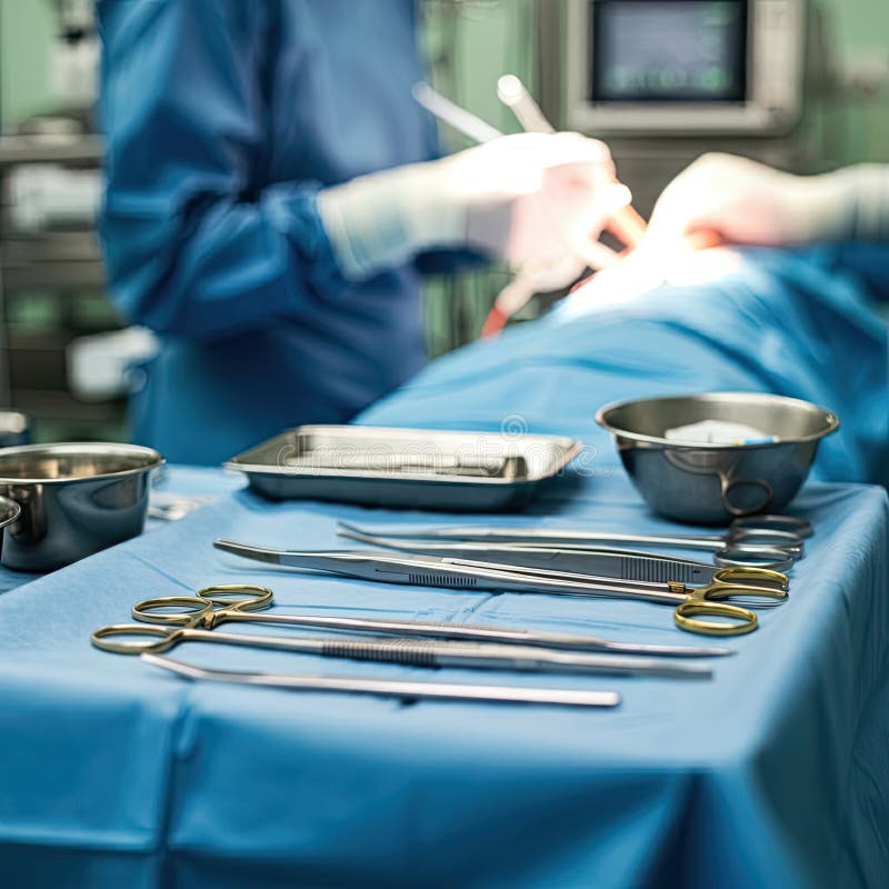Close Up of Surgical Tools during an Operation Stock Illustration ...
