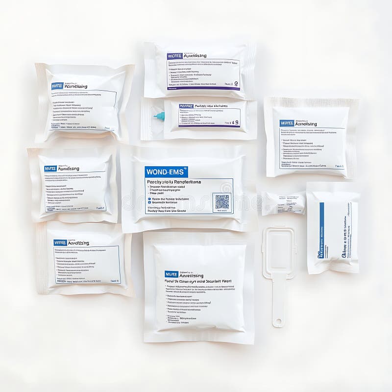 A Sterile Pack of Wound Dressing Supplies Arranged Neatly on a Clean ...