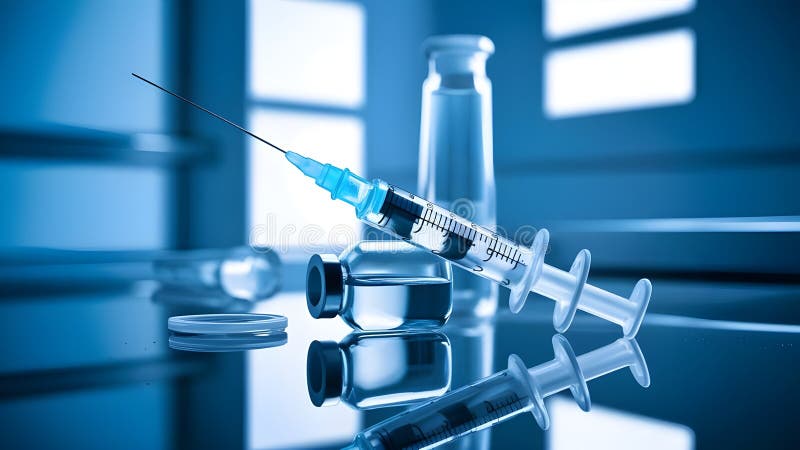 Sterile Precision: a Syringe and Vial Stock Photo - Image of lighting ...