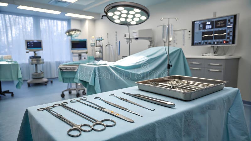 Surgical Instruments on Sterile Table in Modern Operating Room Stock ...