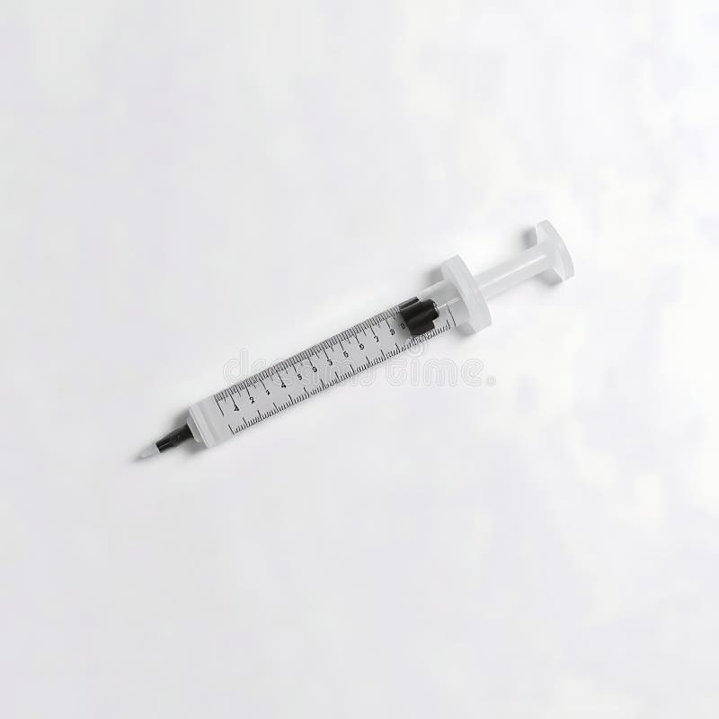 A Sterile Syringe with a Capped Needle Lying on a Plain White Surface ...