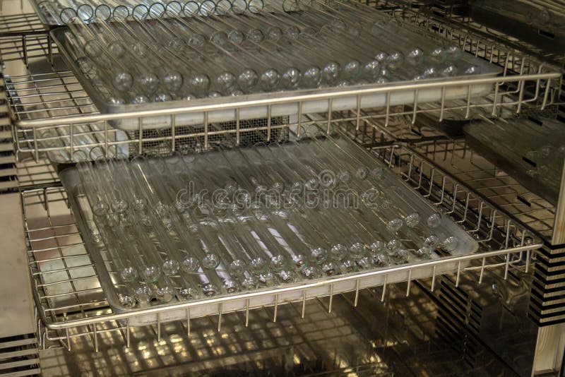 Sterilization Test Tubes in Dry Heat Cabinet Stock Image - Image of ...