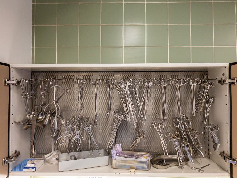 In Sterilization Unit on a Shelf, All these Surgical Instruments are ...