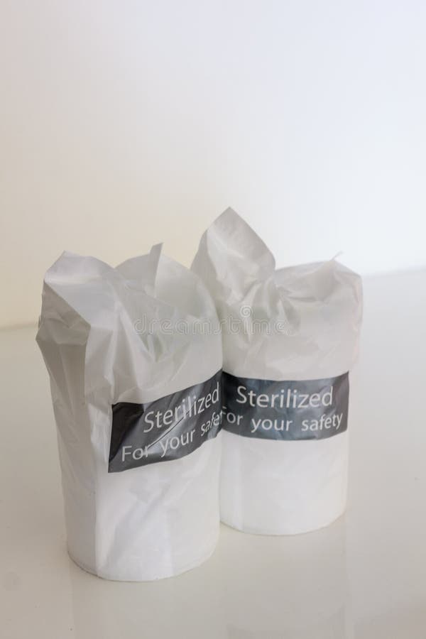 Sterilized Water Jug Carafe and Single Use Glass in Hospital Room Stock ...