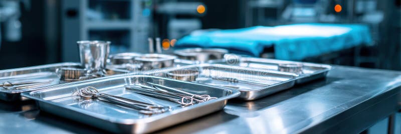 Sterilized Surgical Instruments Arranged on a Tray beside a Patient ...