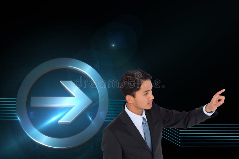 Stern Asian Businessman Pointing Stock Image - Image of futuristic ...