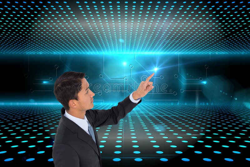 Stern Asian Businessman Pointing Stock Photo - Image of computing ...