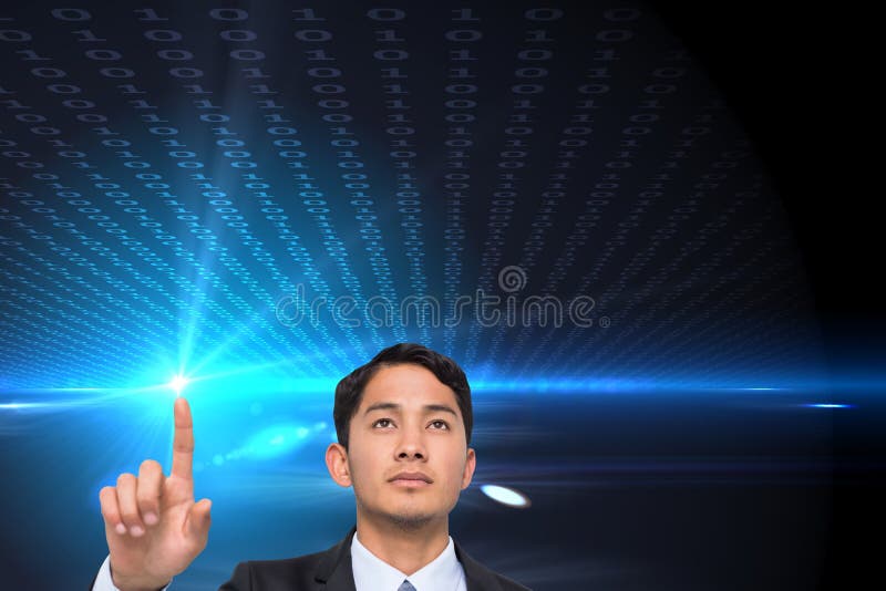 Stern Asian Businessman Pointing Stock Photo - Image of spark ...