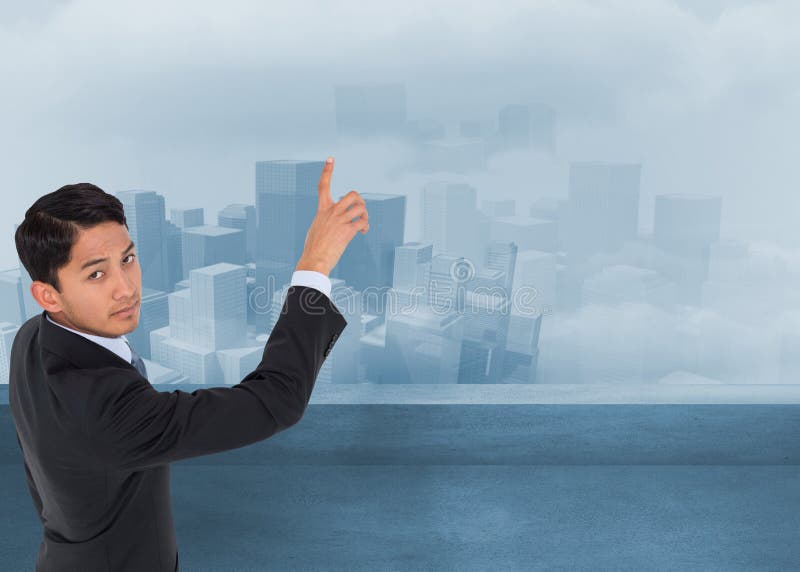 Stern Asian Businessman Pointing Stock Photo - Image of generated ...