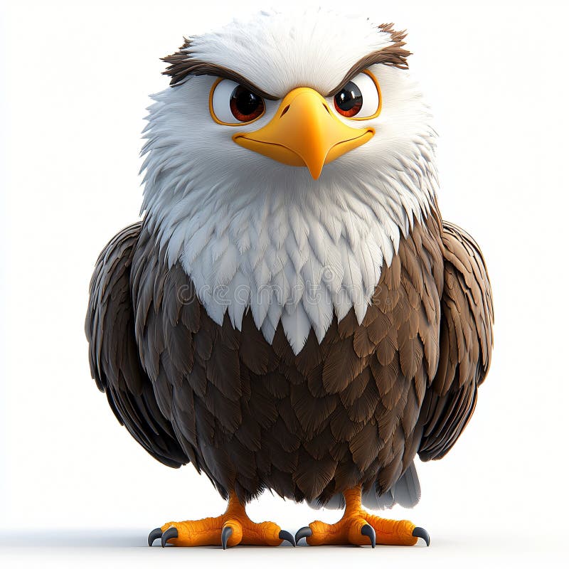 Stern Cartoon Eagle Character on White Background AI Generated. Stock ...