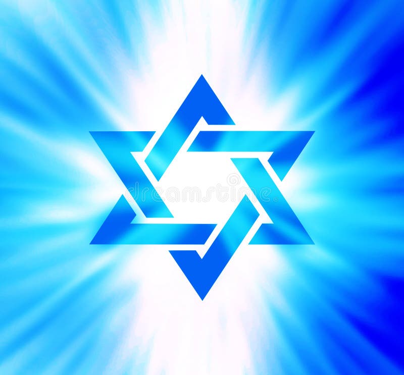 Davidsstern Goldenes Zeichen Mit Blauem Hintergrund Stock Abbildung ...