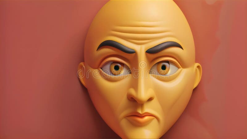 Stern Face Emoji on Warm Background, Serious and Intense Stock Video ...