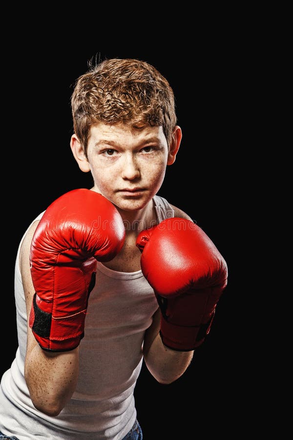 Stern Look the Boy in Gloves Stock Image - Image of hand, background ...