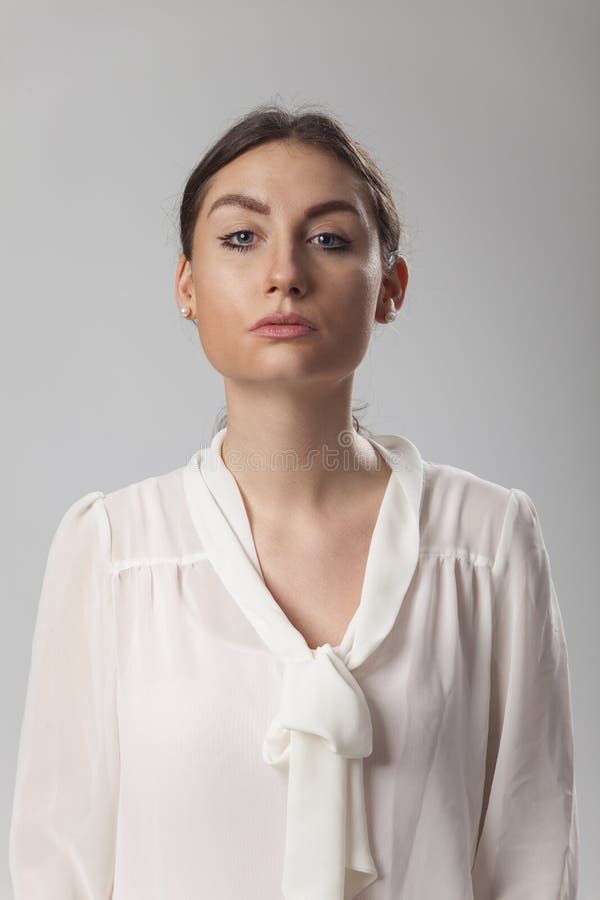 Stern stock photo. Image of frowning, pigtail, female - 50620828