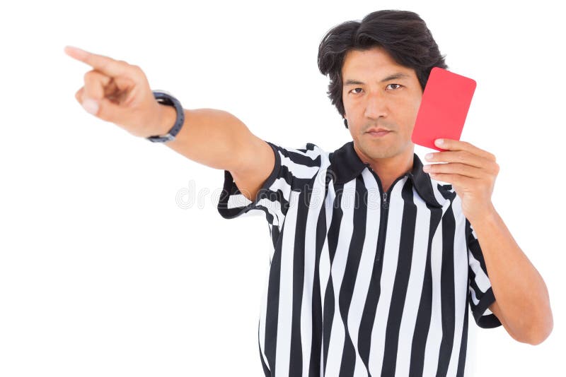 Stern Referee Showing Red Card Stock Photo - Image of power, background ...
