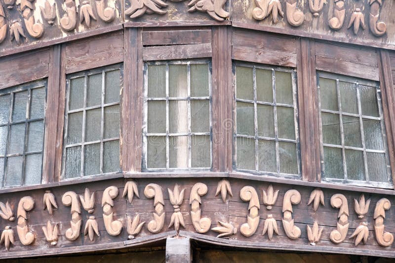 The Stern of a Vintage Sailing Ship with Windows on Board. Rear View ...