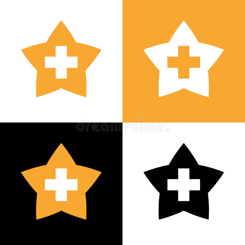 Sterne Plus Logo Design Set, Stern Und Positives Symbol - Vector Vektor ...