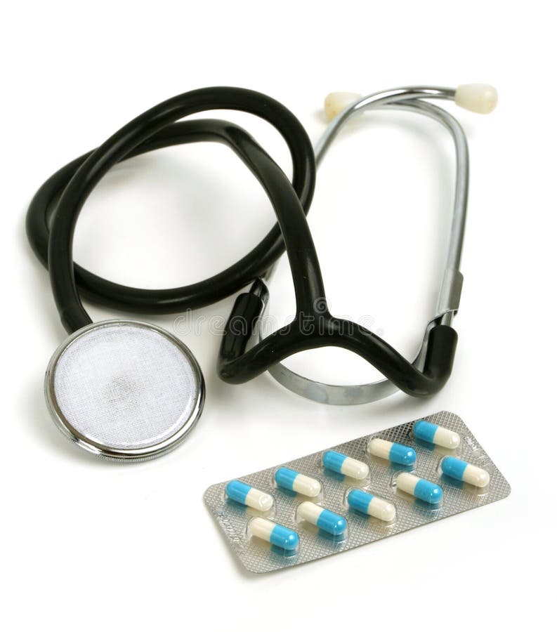 Stethoscoop Met Pillen in De Verpakking Stock Afbeelding - Image of ...