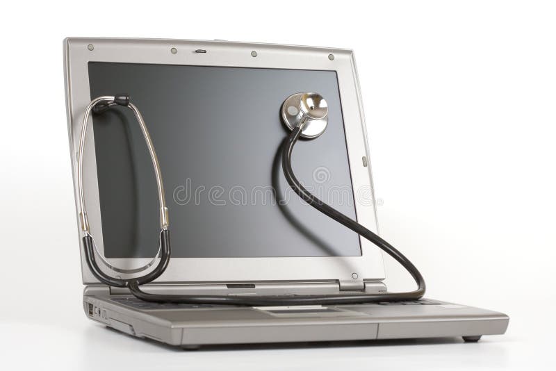 Stethoscoop op een laptop stock afbeelding. Image of verpleegster - 3241275