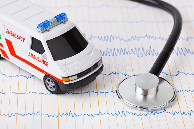 Stethoscope and Ambulance Car on Ecg Stock Photo - Image of pulse ...