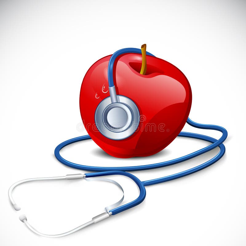 Stethoscope on Apple stock illustration. Illustration of object - 25230866