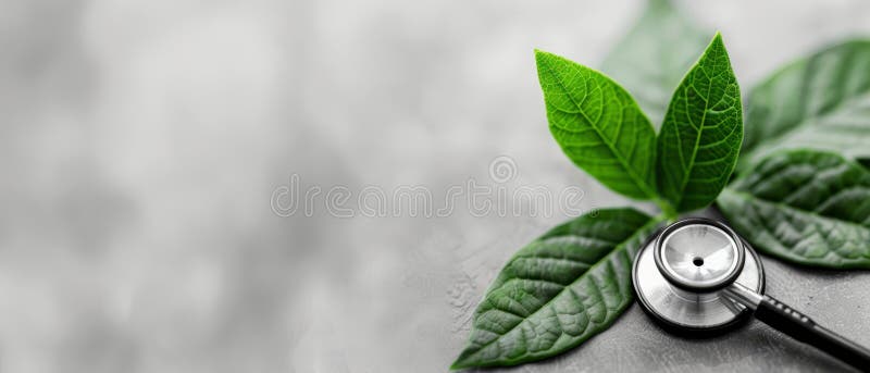 A Stethoscope Atop a Leafy Green Leaf the Instrument Gently Reposes ...