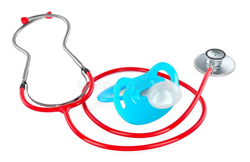 Stethoscope with Baby Pacifier. Baby Health, Concept Stock Illustration ...