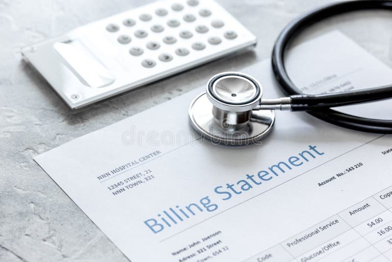 Stethoscope, Billing Statement for Doctor`s Work in Medical Center ...