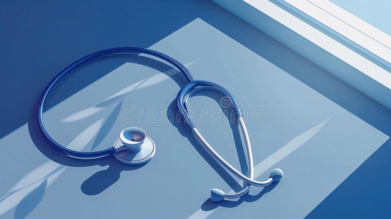 Stethoscope on Blue Background, 3d Render. Computer Digital Drawing ...