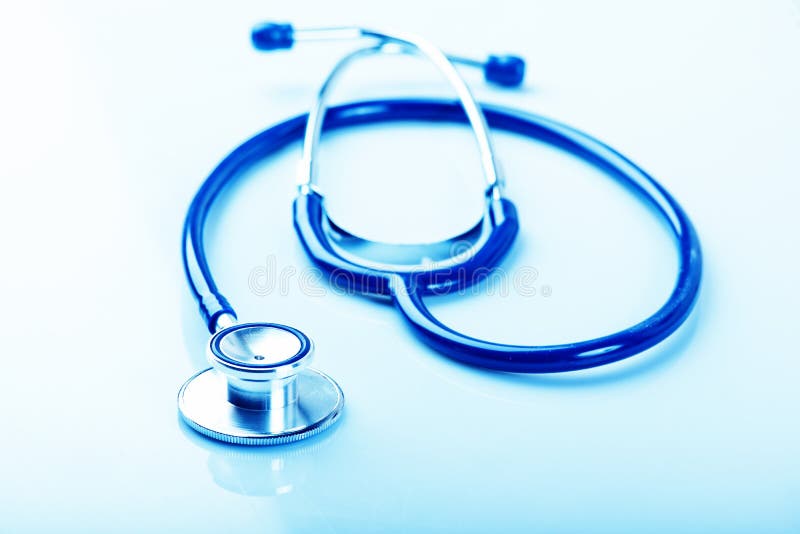 Stethoscope on Blue Background Stock Image - Image of care, doctor ...