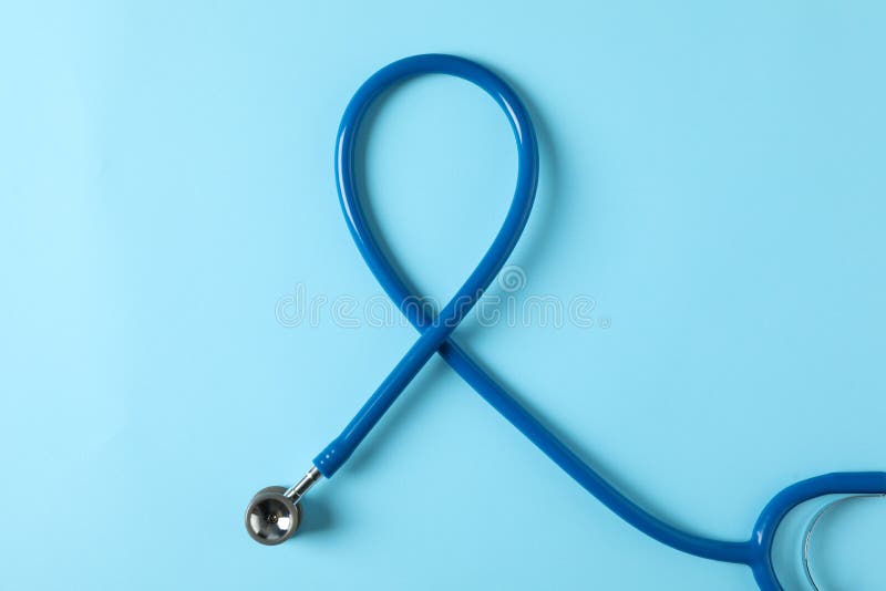 Stethoscope on Blue Background, Top View Stock Image - Image of ...