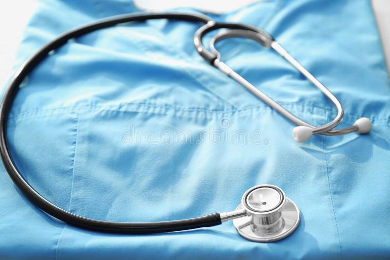 Stethoscope on Blue Doctor S Uniform Stock Photo - Image of uniform ...
