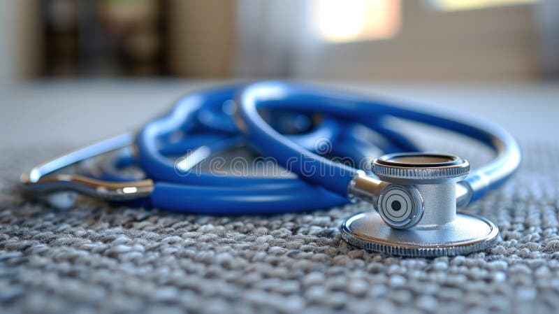 Stethoscope and Blue Stethos on Floor. Stock Photo - Image of ...