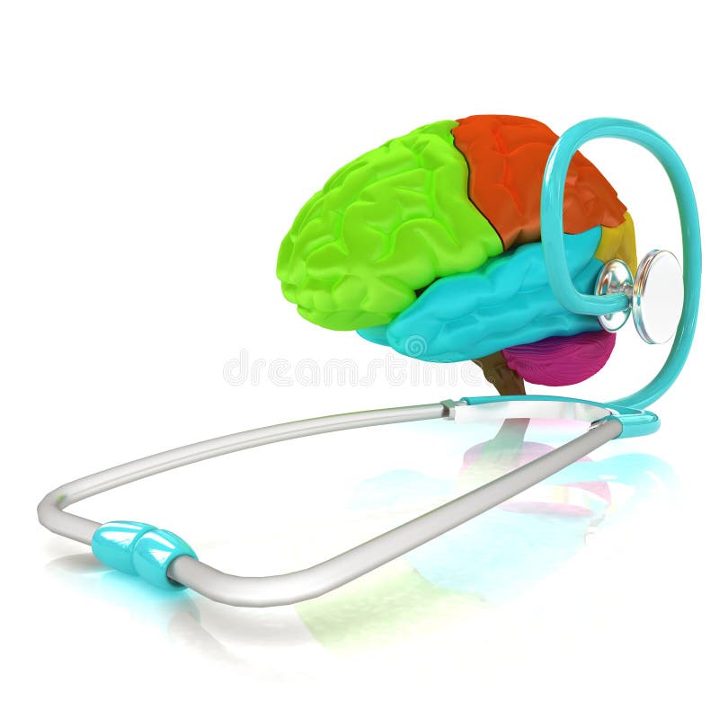 Stethoscope and brain stock illustration. Illustration of medical ...