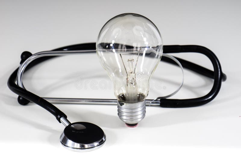 Stethoscope and bulb stock image. Image of computers - 88113891