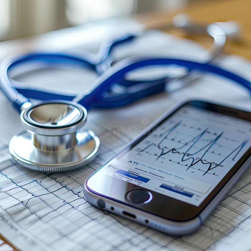 A Stethoscope and a Cell Phone are Placed on a Medical Chart Stock ...