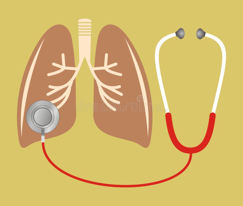 Stethoscope Checking On Lung Vector Stock Vector Illustration Of Care