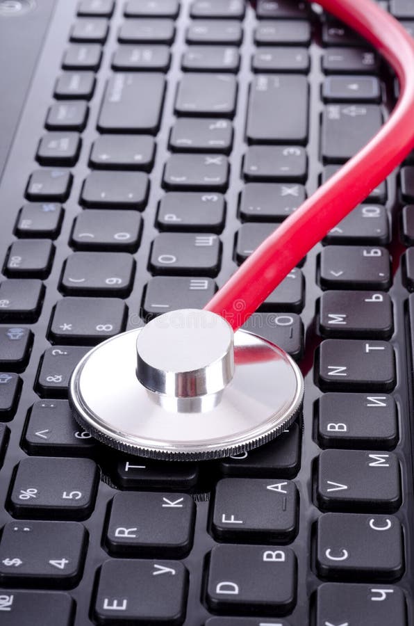 Stethoscope on Computer Black Stock Photo - Image of analysis, homepage ...
