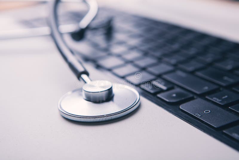 Stethoscope on a Computer Keyboard Stock Image - Image of device, care ...
