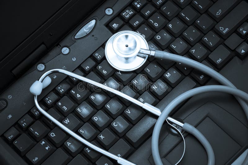 Stethoscope on a Computer Keyboard Stock Image - Image of close, care ...