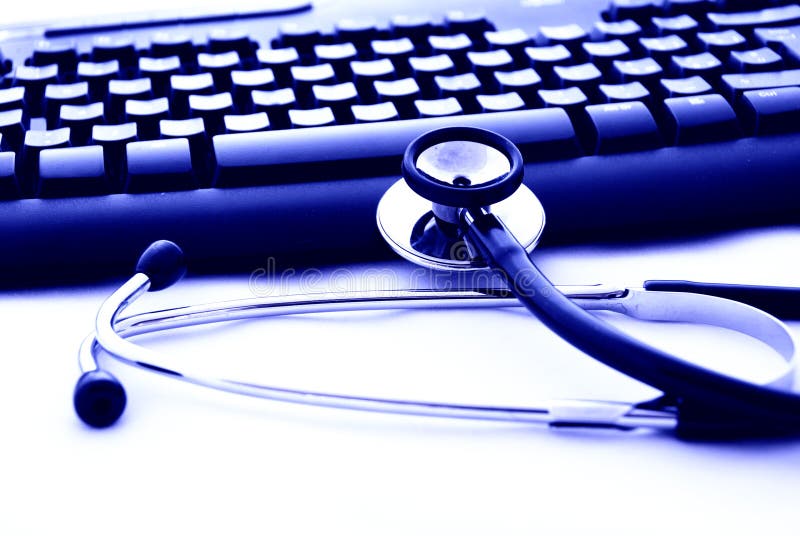 A Stethoscope and Computer Keyboard Stock Photo - Image of instrument ...