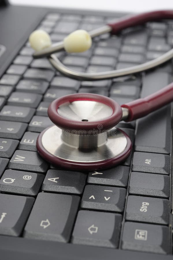 Technology and Medicine - Silver Stethoscope Over Stock Image - Image ...