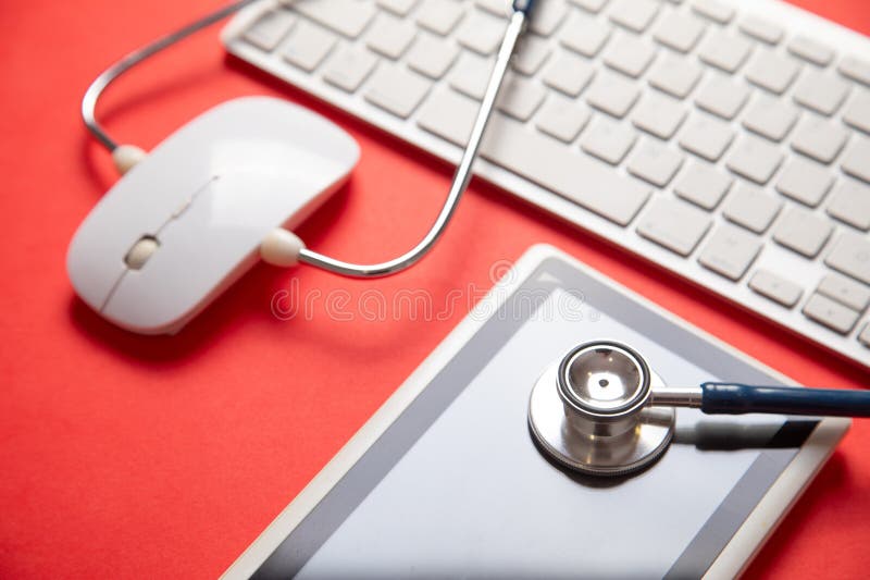 Stethoscope with a Computer Keyboard and Mouse Stock Illustration ...