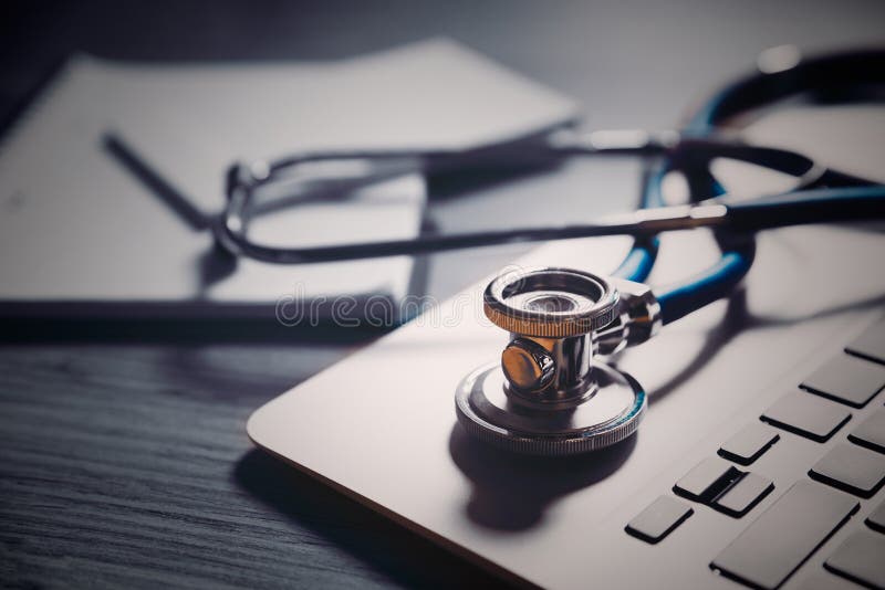 Stethoscope on Computer Laptop Keyboard Stock Image - Image of ...