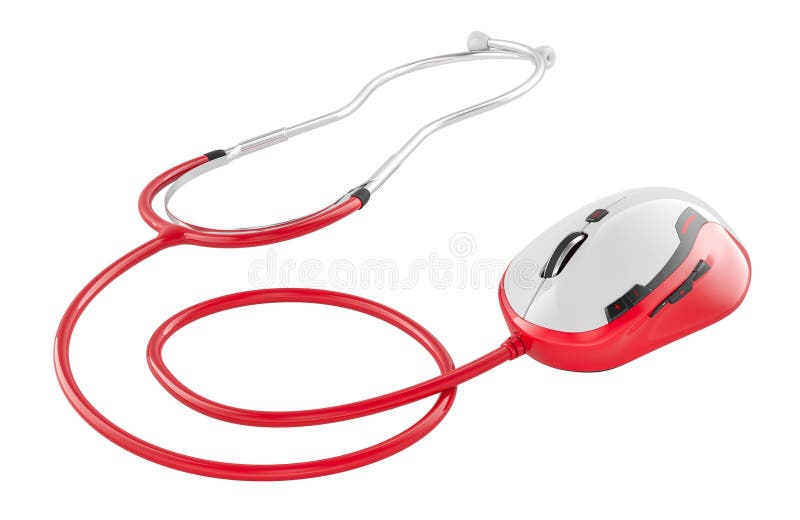 Stethoscope with Computer Mouse, Medical Help Online Concept. 3D ...