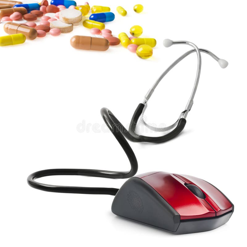 Stethoscope Computer Mouse Medical Online Concept Stock Image - Image ...