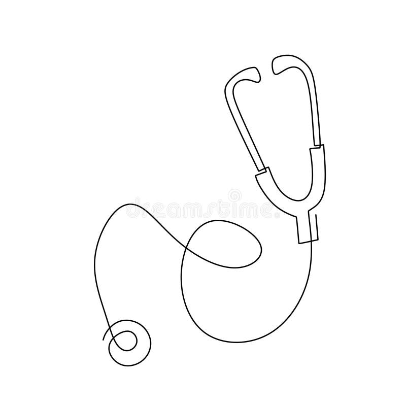 Stethoscope Continuous Line Drawing. Vector Illustration with Medical ...